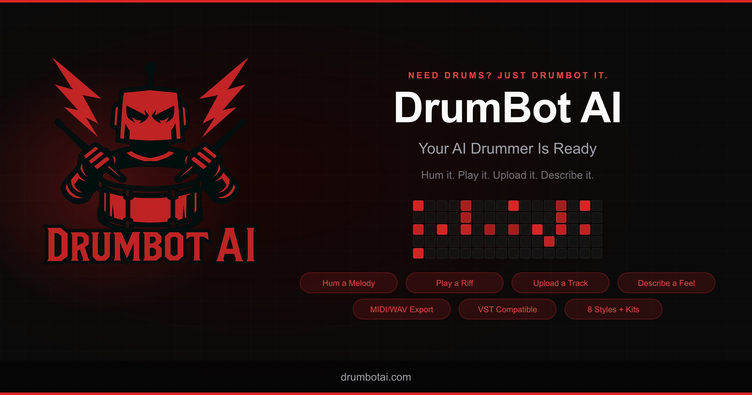 DrumBot AI — Your AI Session Drummer | Generate, Edit & Export Drum ...